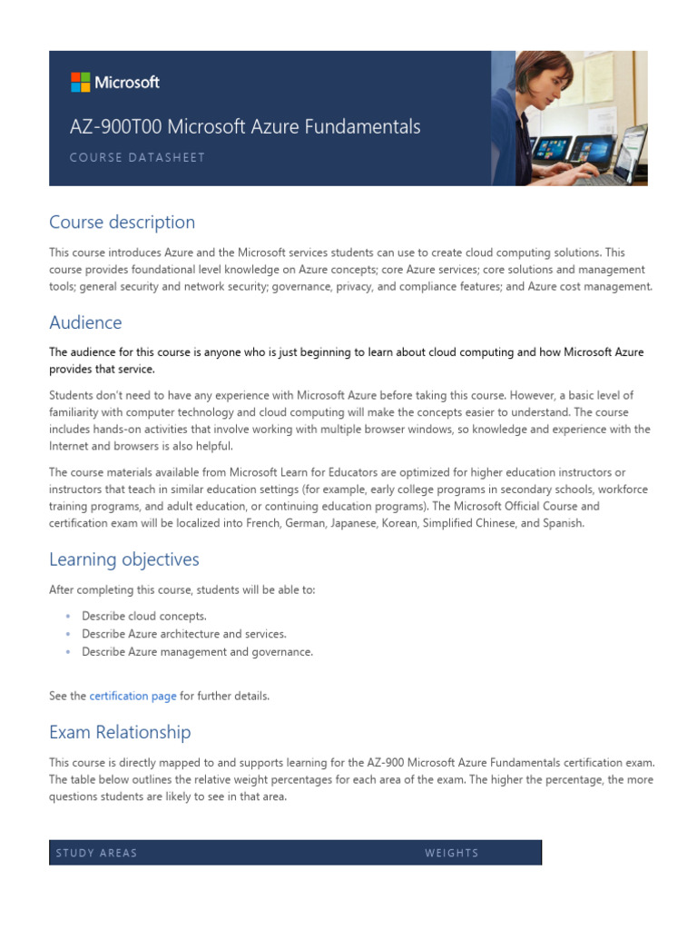 Azure Fundamentals Course Overview | PDF | Microsoft Azure | Cloud Computing