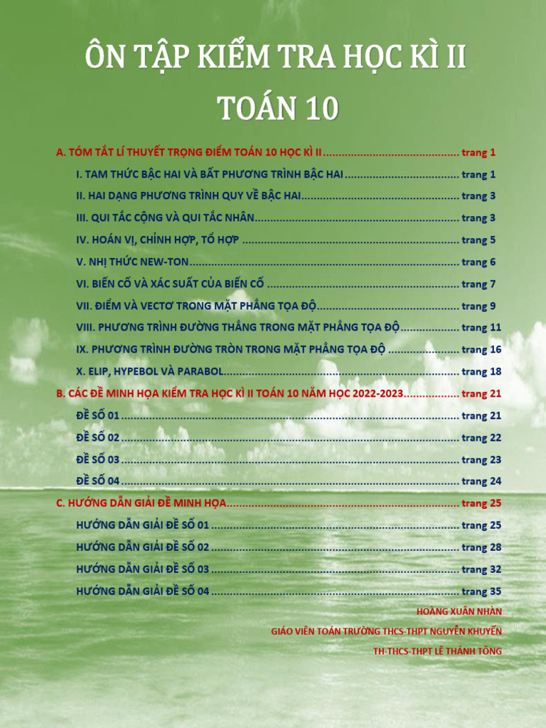 De Cuong On Tap Kiem Tra Hoc Ki 2 Toan 10 Chan Troi Sang Tao | PDF