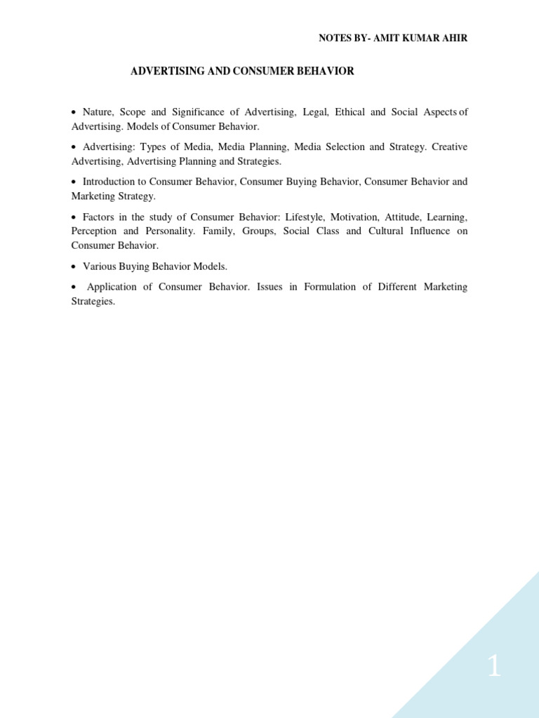 Advertising And Consumer Behaviour 1 Pdf Advertising Mass Media