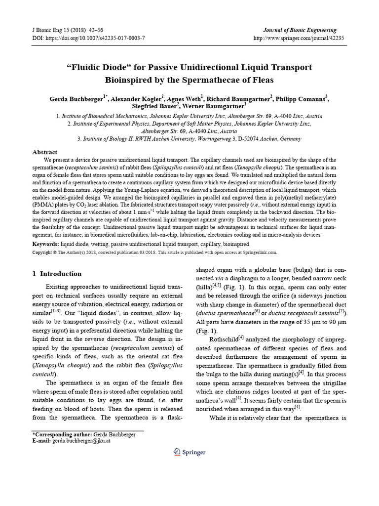 2018 - "Fluidic Diode" For Passive Unidirectional Liquid Transport ...