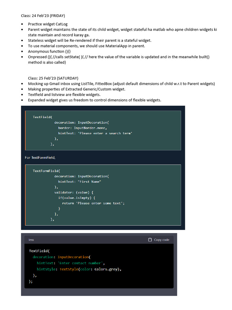 Flutter SMD ClassNotes | PDF | Json | Transport Layer Security