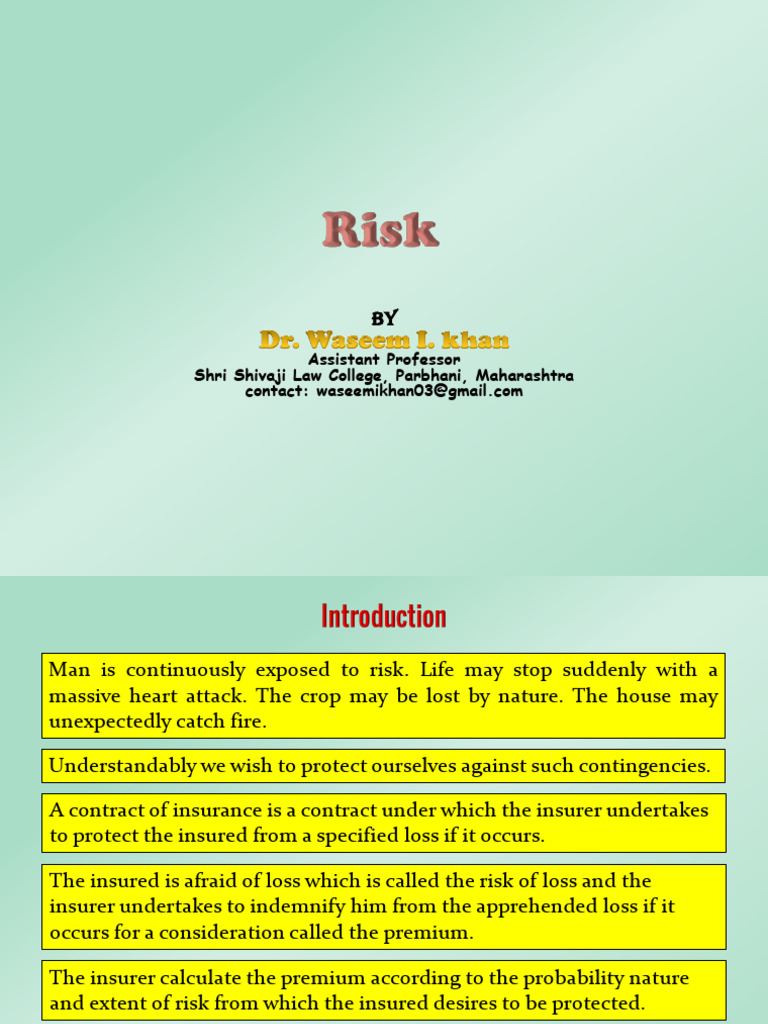 risk | PDF | Insurance | Risk