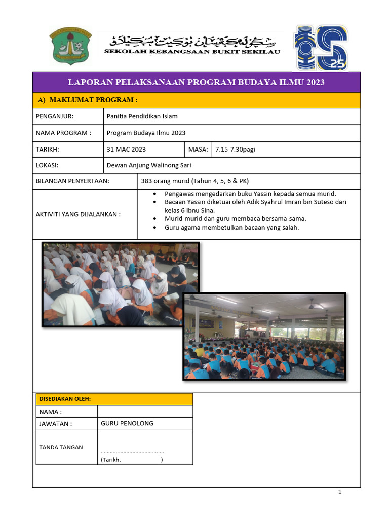 Laporan Pelaksanaan Program Budaya Ilmu 2022 | PDF