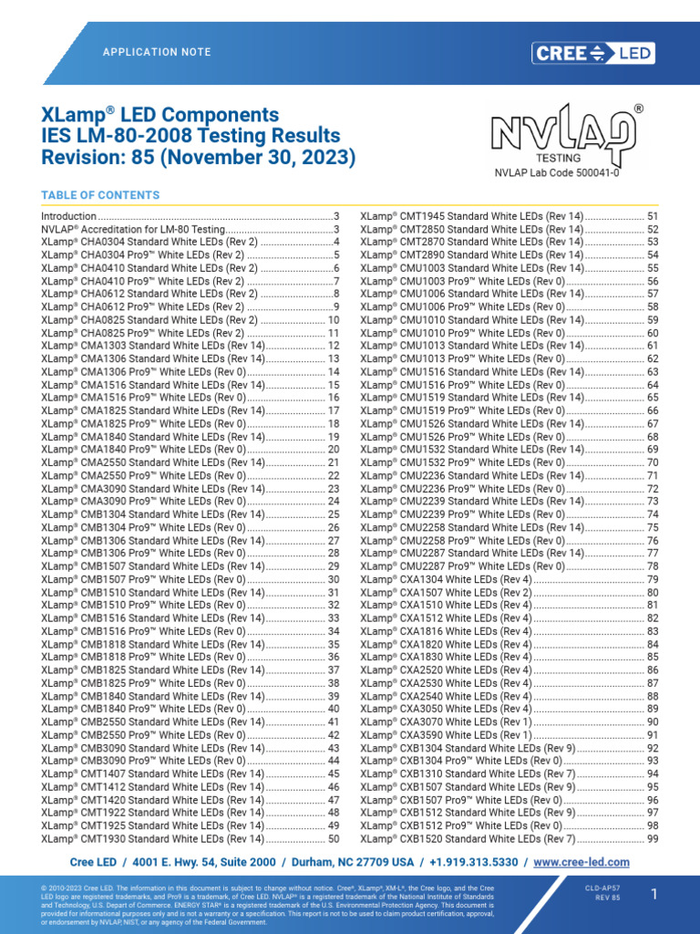 LM-80 Results | PDF | Light Emitting Diode | National Institute Of ...