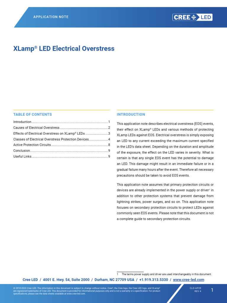 XLamp Electrical Overstress | PDF | Electrical Resistance And ...