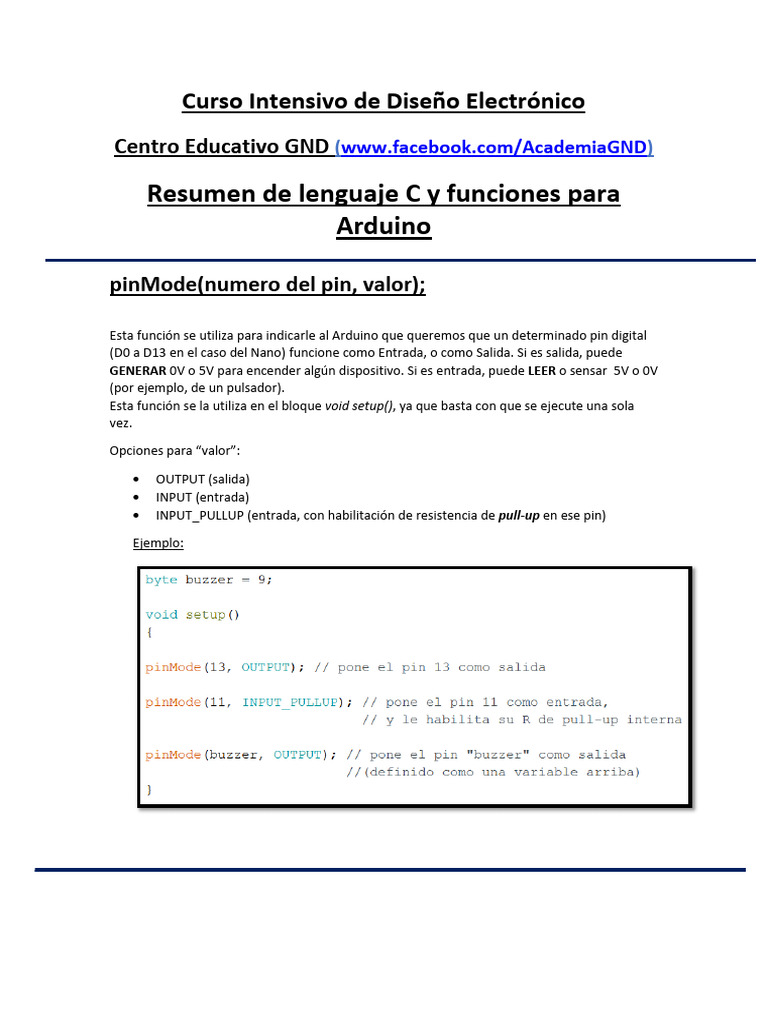 Programación de Arduino - Funciones y Estructuras de Control | PDF | Programa de computadora ...