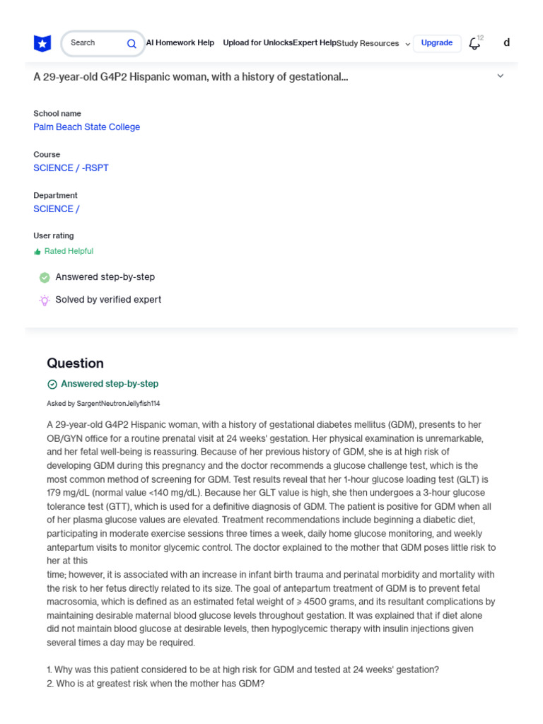 A 29-Year-Old G4P2 Hispanic Woman, With A History of Gestational ...