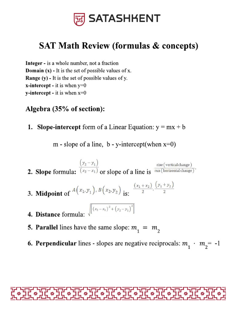 SAT Math Review (SATashkent) | PDF