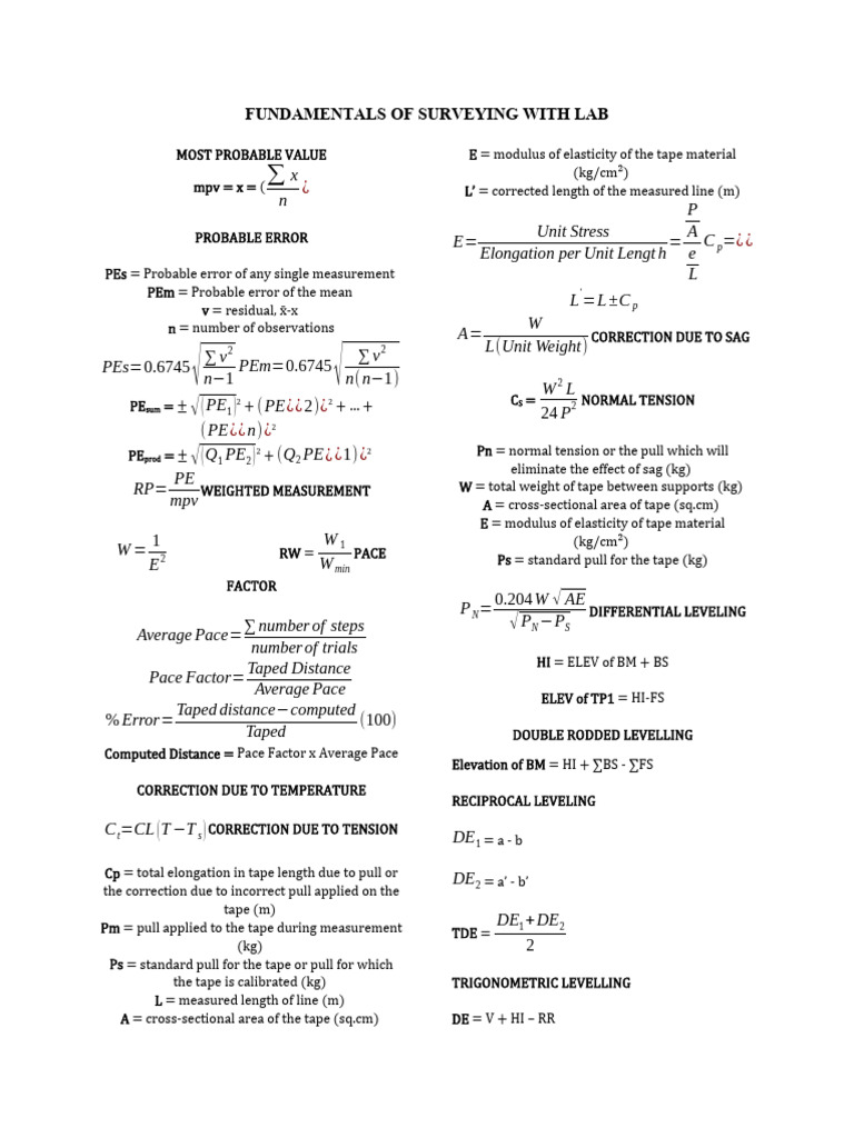Formula Surveying | PDF | Latitude | Metrology