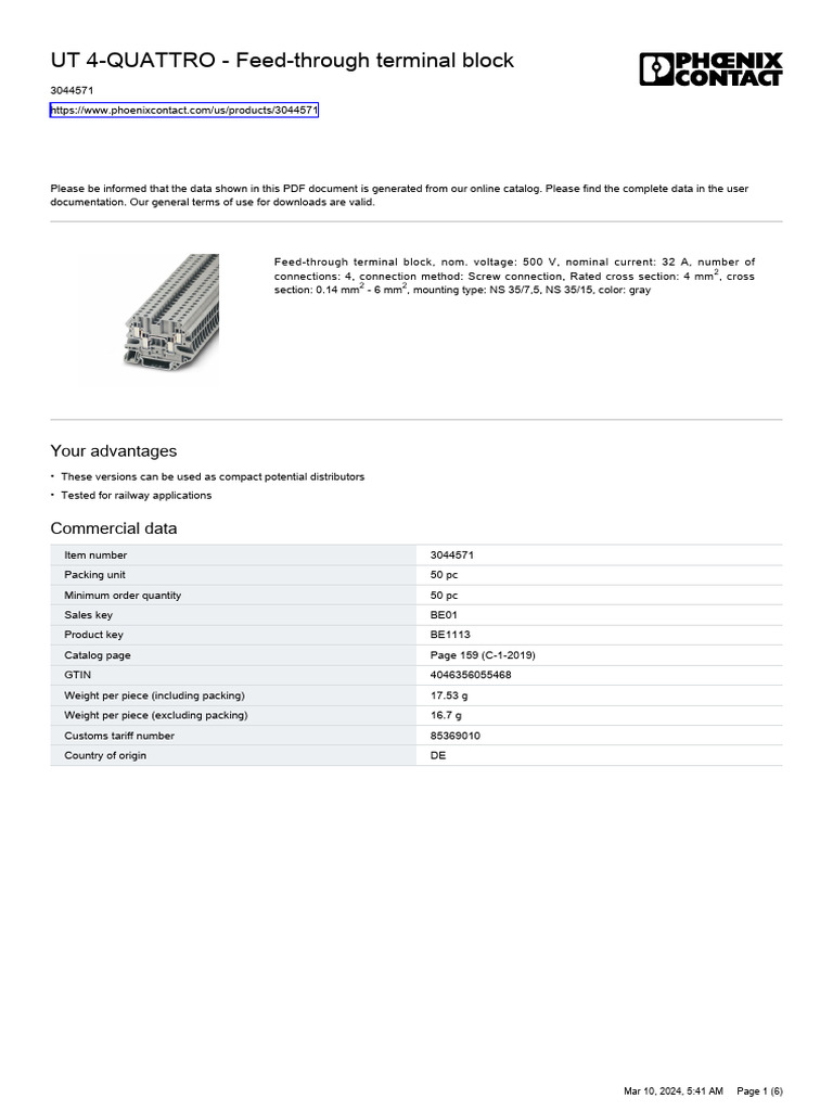 Phoenix Contact 3044571 en | PDF | Insulator (Electricity) | Electrical ...