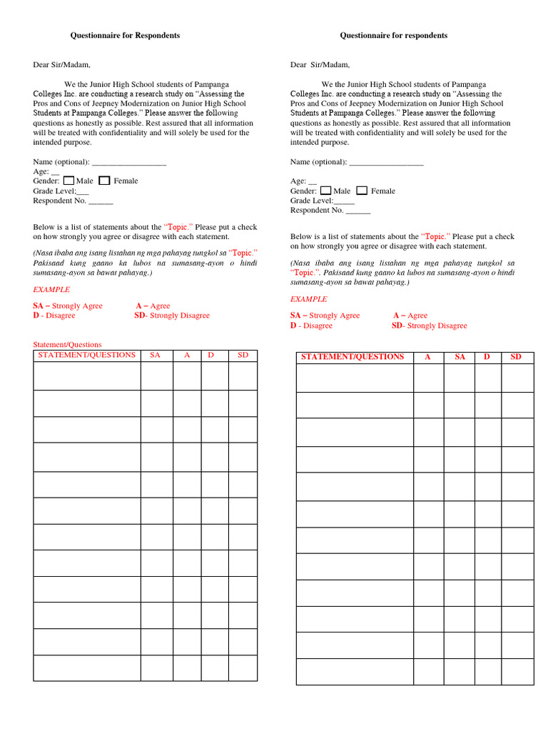 XEROX Template Questionnaires 1 | PDF