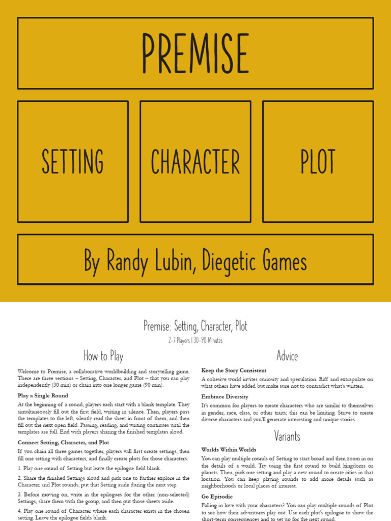 Premise - Setting, Character, Plot | PDF