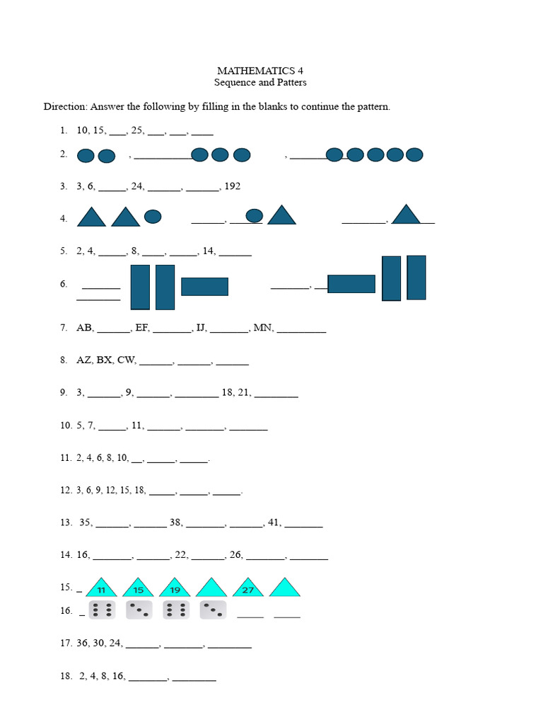 Sequence and Patterns Mathematics 4 | PDF | Plants | Flowers