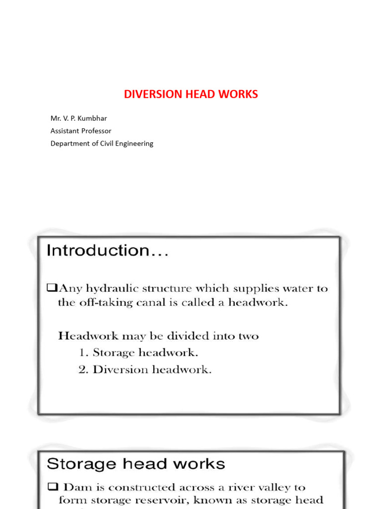 4.Diversion Head Works | PDF | Pressure | Applied And Interdisciplinary ...