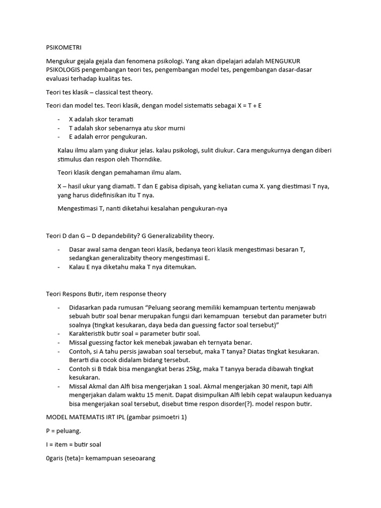 PSIKOMETRI | PDF