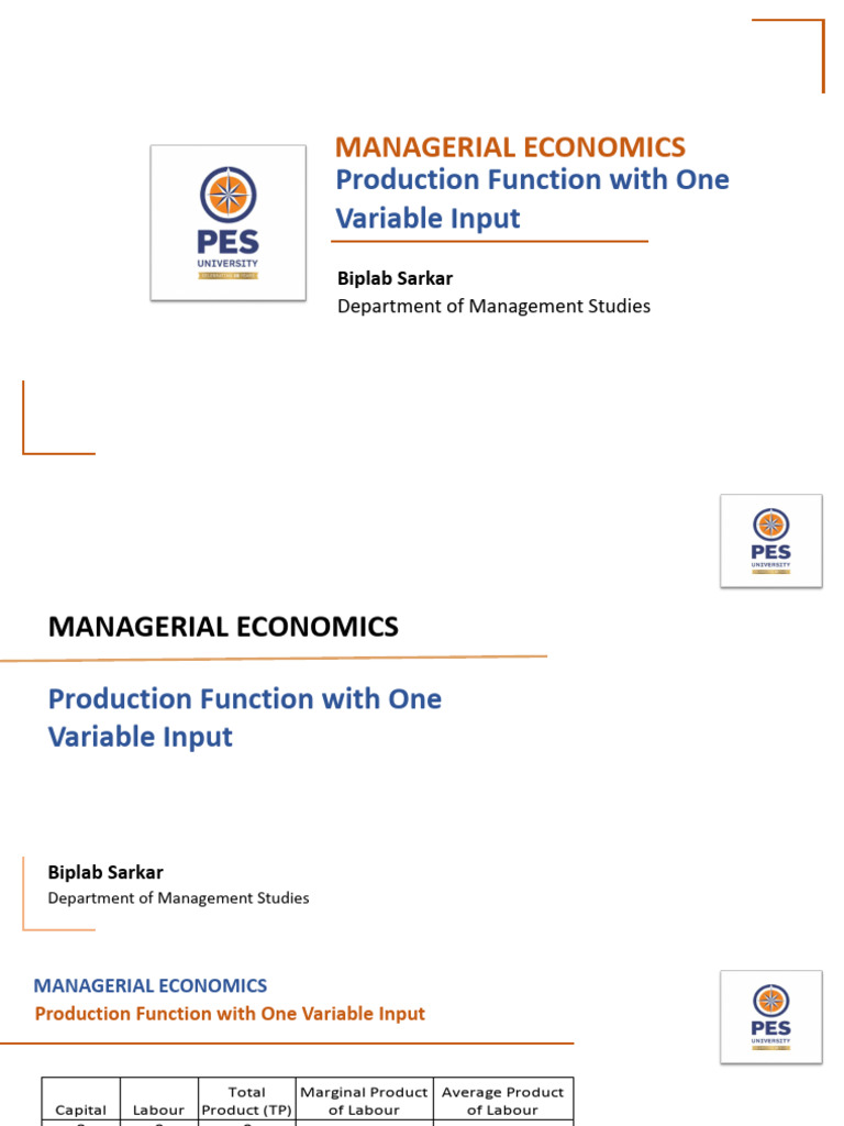 Managerial Economics: Production Function With One Variable Input | PDF | Production Function ...