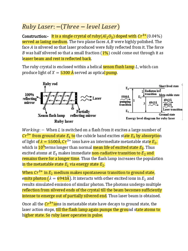 Ruby Laser (Class) | PDF | Teaching Methods & Materials | Science ...