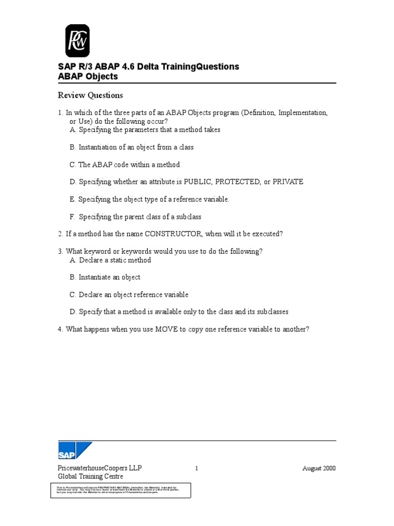 Exercise 5 - ABAP Objects | PDF | Constructor (Object Oriented ...