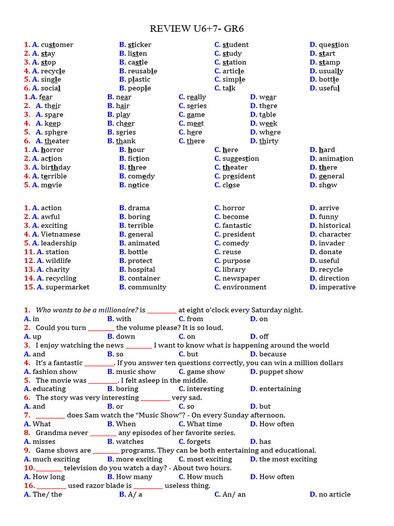 Review U6 | PDF | Language Arts & Discipline