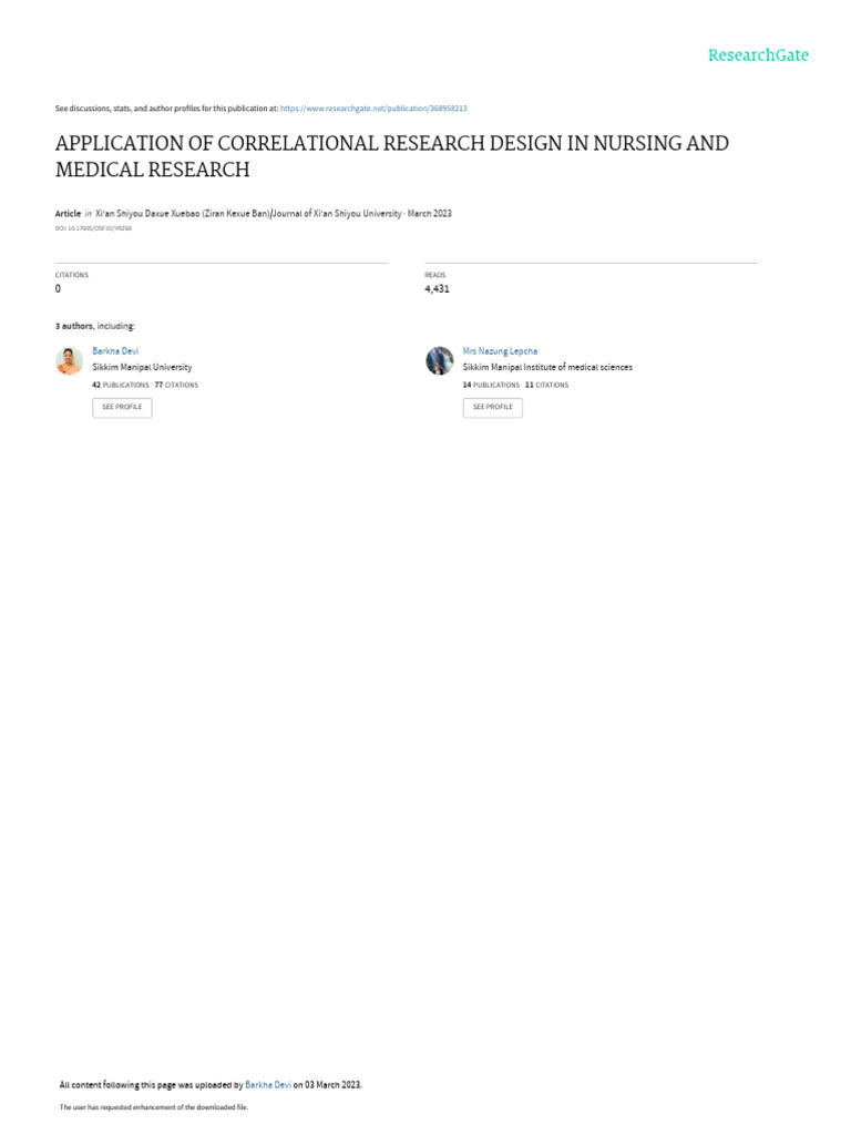 Correlational Research in Nursing Practice | PDF | Dependent And ...