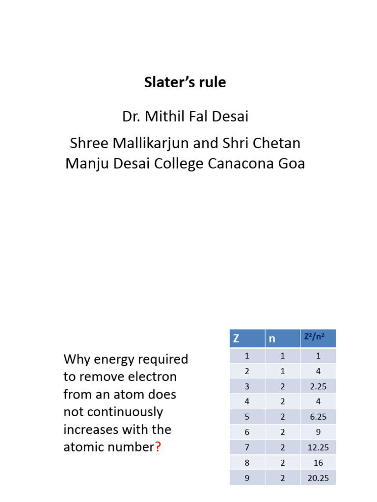 Slater's Rule | PDF | Technology & Engineering