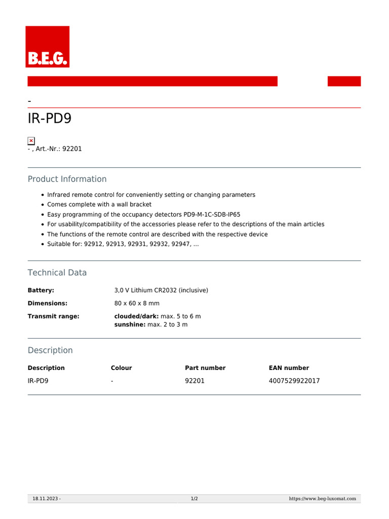 IR-PD9 | PDF