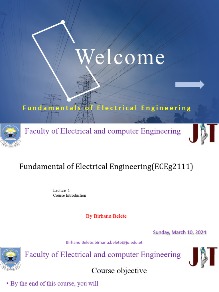 Fundamental of Electrical EngineeringECEg2111 Course Introduction | PDF | Electrical Network ...