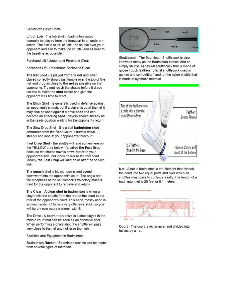 Badminton Basic Shots | PDF | Athletic Sports | Sports