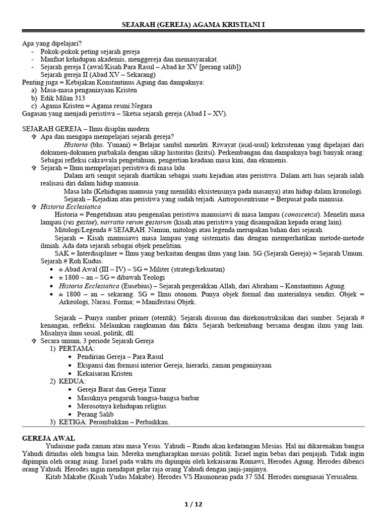 Sejarah Gereja Agama Kristiani I Ver2 | PDF | Sejarah
