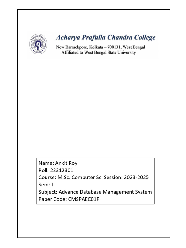 Adbms Ankit | PDF | Software Engineering | Data Management Adbms Ankit | PDF | Software Engineering | Data Management