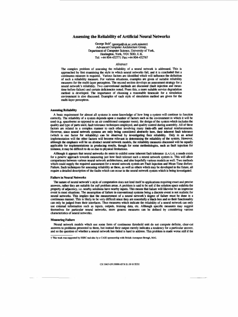 Neural Network Reliability Analysis | PDF | Reliability Engineering ...