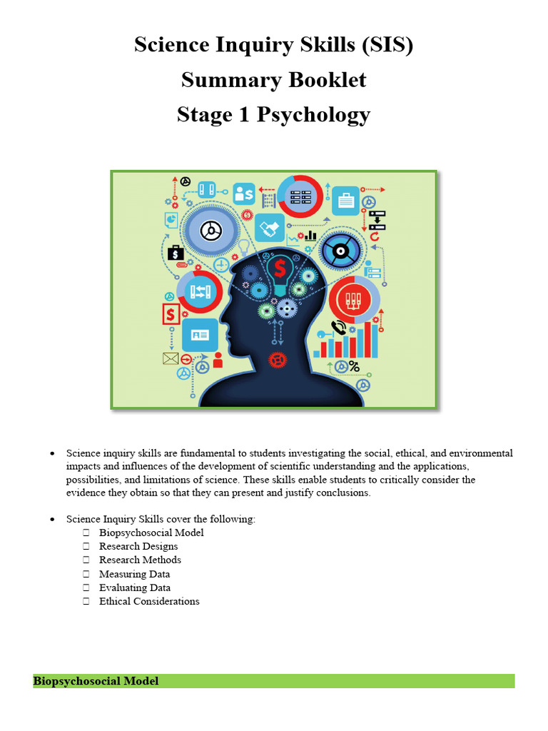 sis revision summary - stage 1 psychology | PDF | Experiment | Sampling (Statistics)
