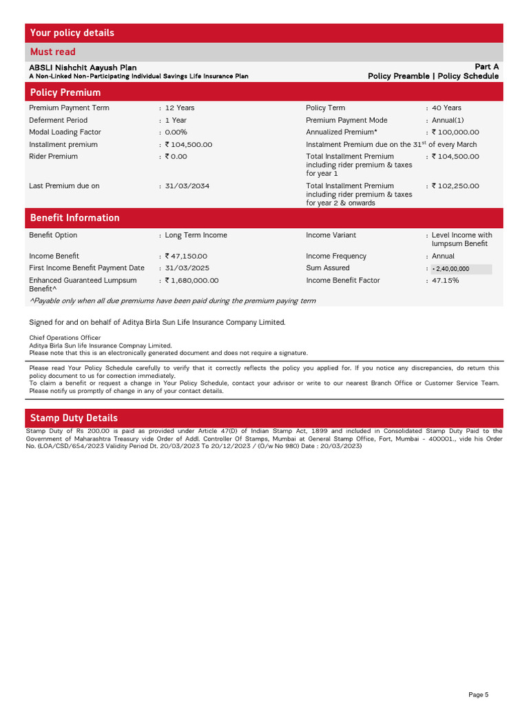 Policy Contract - 009049662 - 113959 | PDF | Insurance | Life Insurance