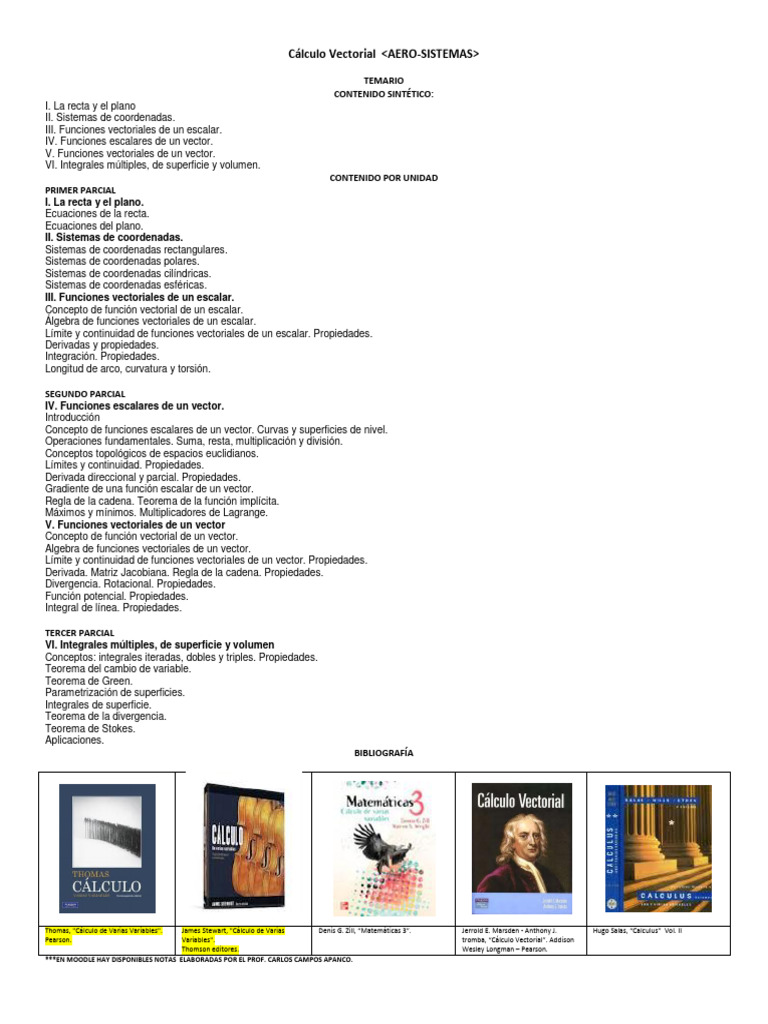 Temario Completo de Cálculo Vectorial | PDF | Vector Euclidiano | Integral