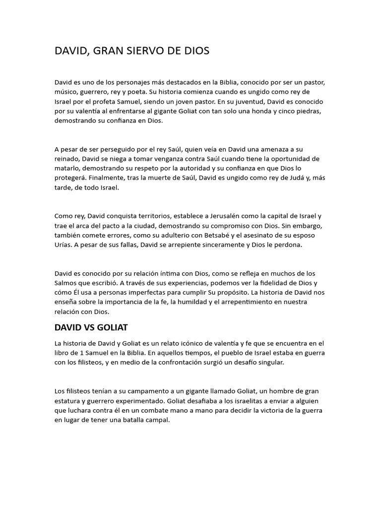 David, Gran Siervo de Dios | PDF | David | Valor