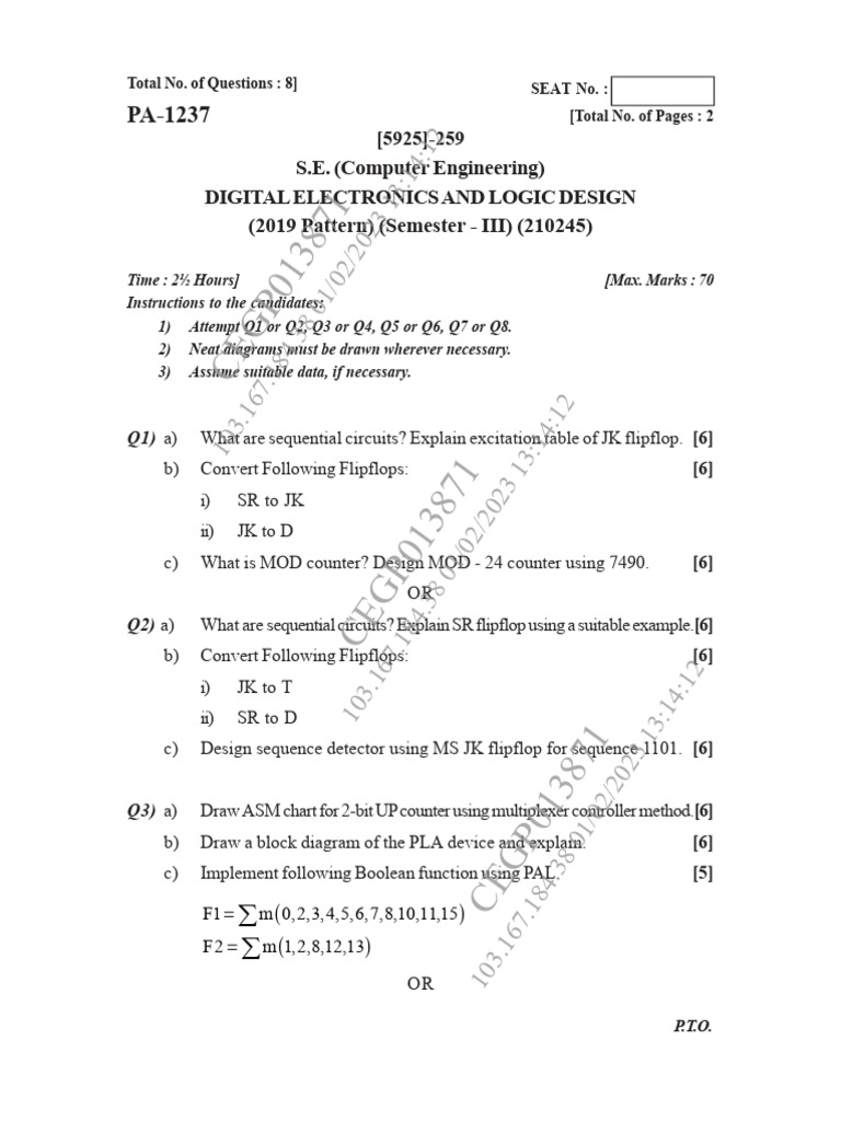 Digital Electronics Exam Guide | PDF | Teaching Methods & Materials