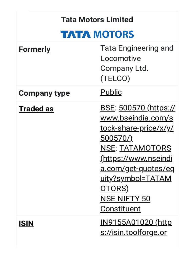 Tata Motors - Wikipedia | PDF