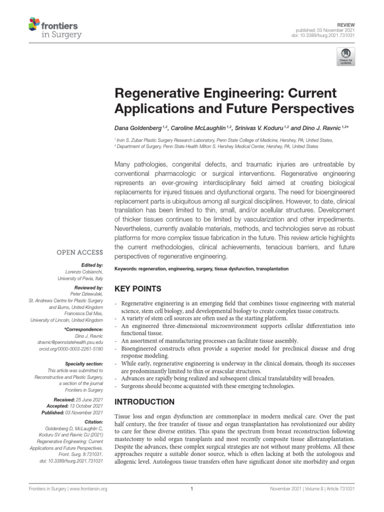 Regenerative Engineering | PDF | Cell Potency | Tissue Engineering