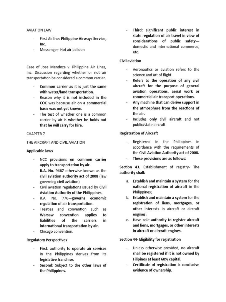 Aviation Law-Obligation-Warsaw | PDF