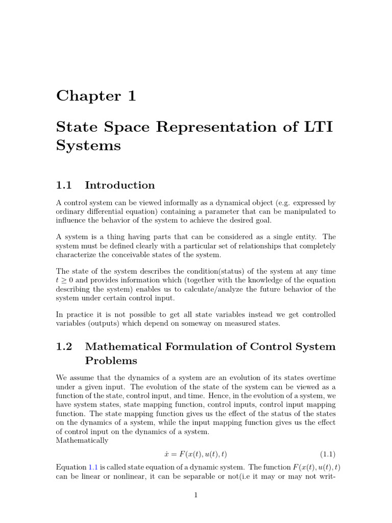 State Space Representation | PDF | Teaching Methods & Materials | Science & Mathematics