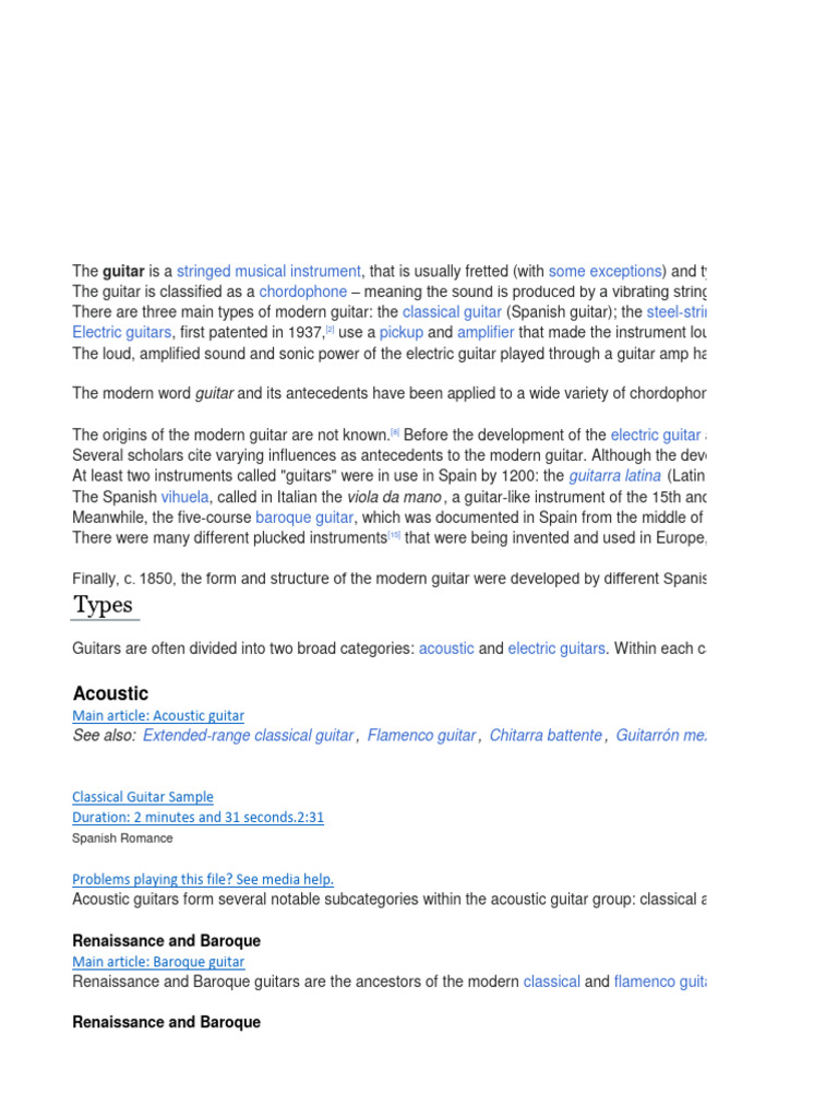 Guitar Origin Pdf Guitars String Instruments