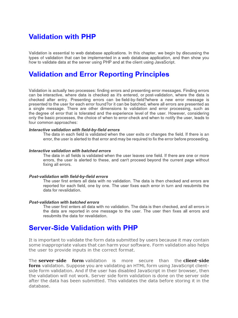 PHP Validation & Session Guide | PDF