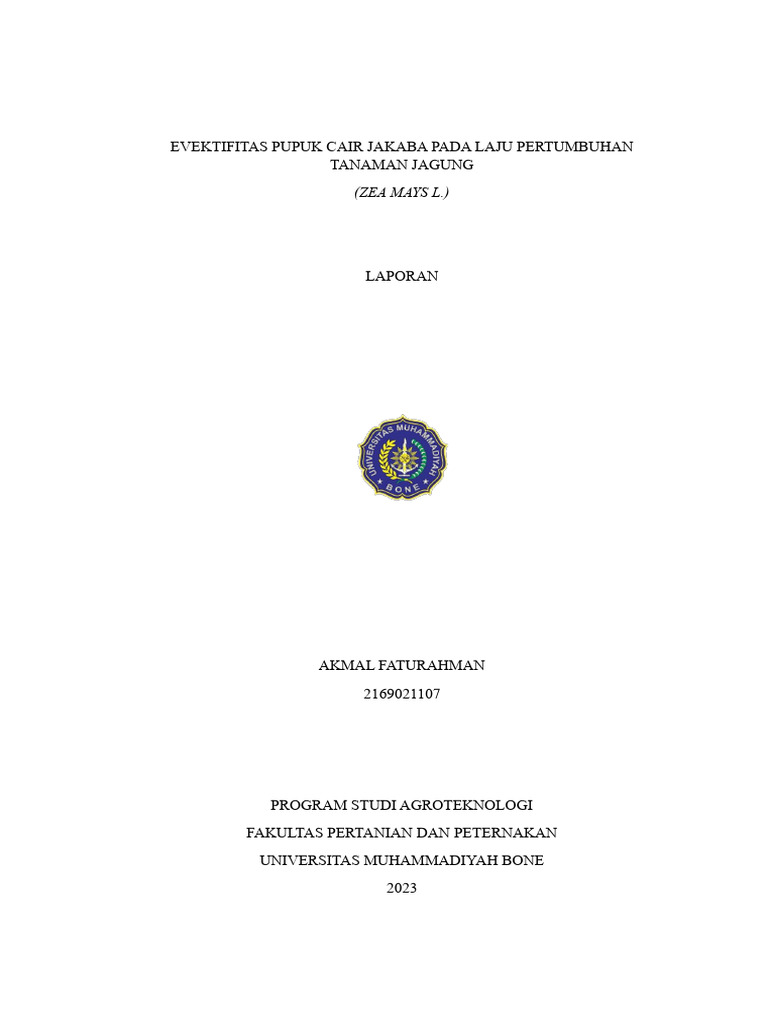 Efektivitas Pupuk Cair Jakaba untuk Jagung | PDF