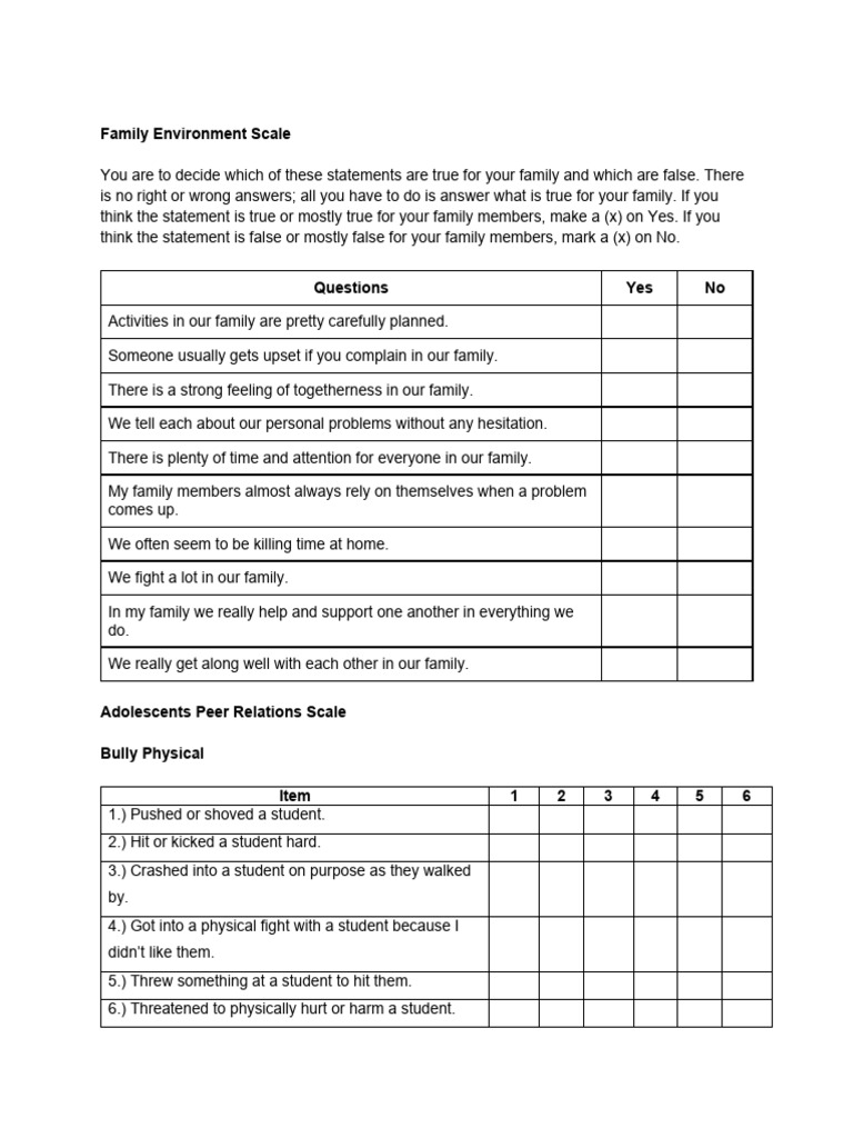 Family Environment Scale | PDF