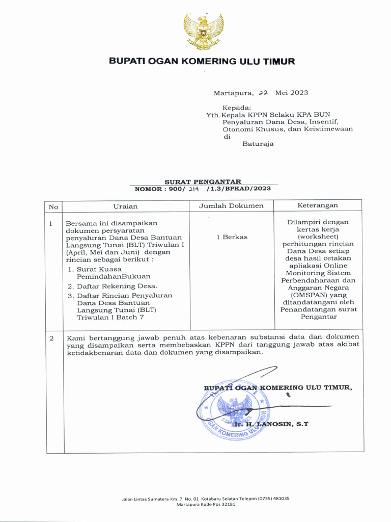 BLT Triwulan I 2023 | PDF