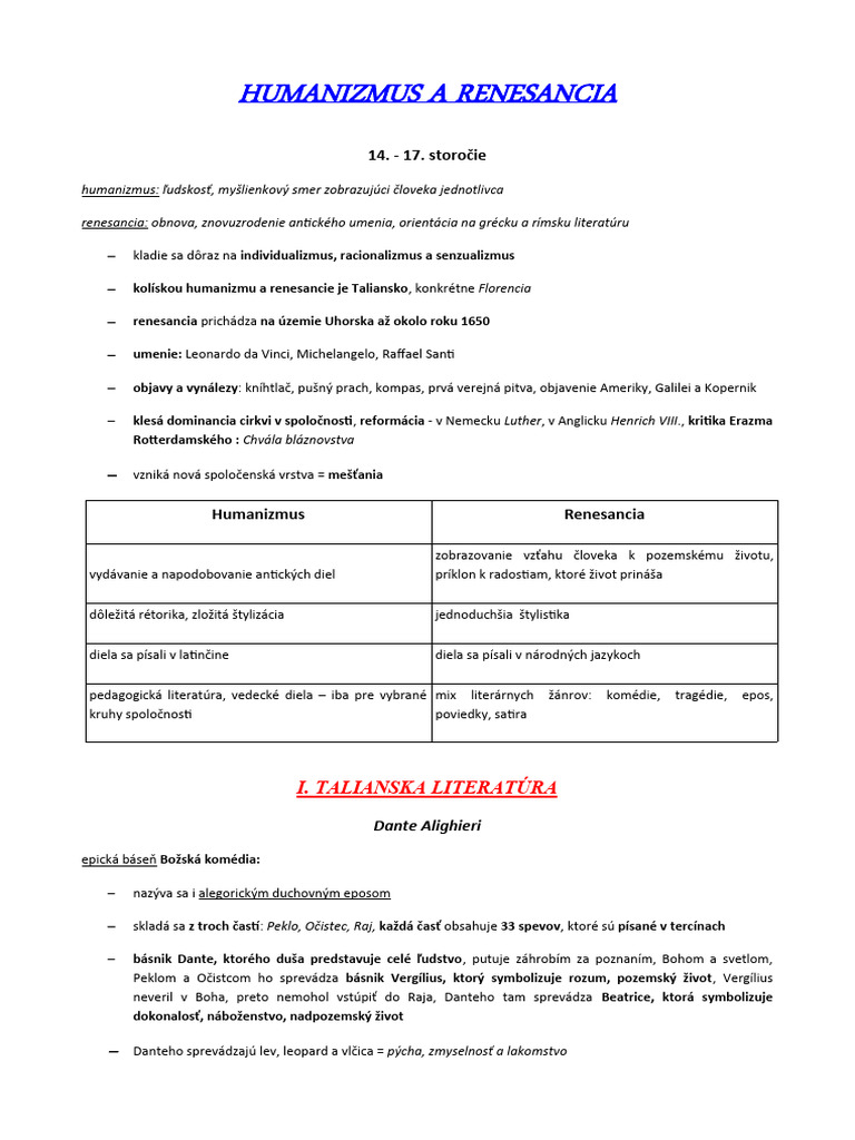 Humanizmus A Renesancia | PDF