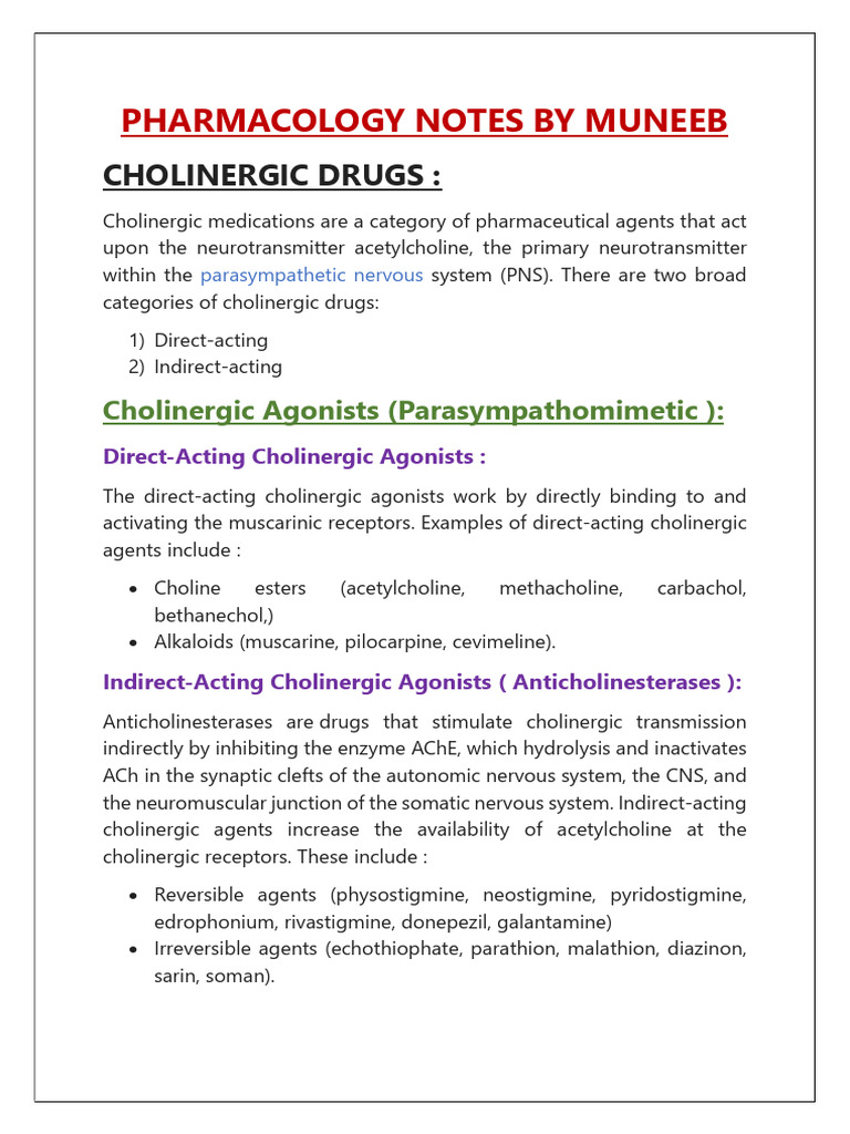 Cholinergic Drugs Overview and Uses | PDF | Self-Improvement