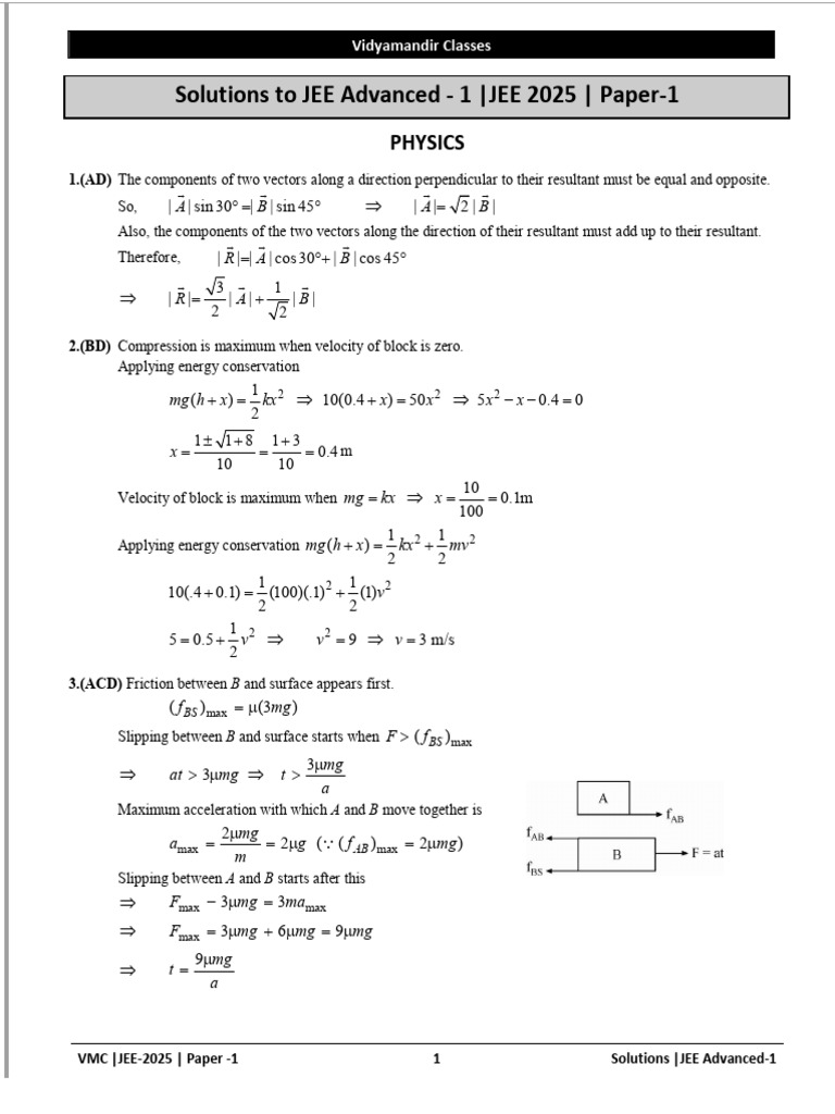 2025 - JEE Advanced - 1 - Paper - 1 - Solutions | PDF | Acid | Electron