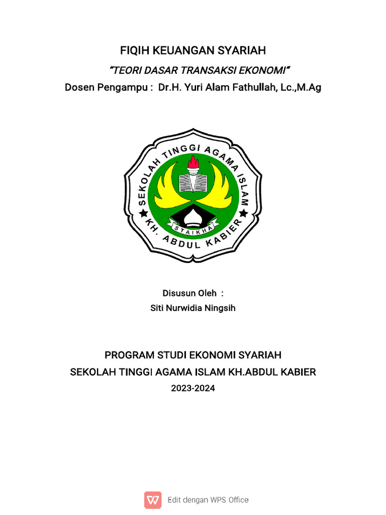 Teori Dasar Transaksi Ekonomi Syariah | PDF