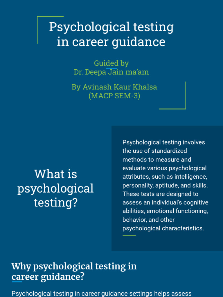 Psychological Testing in Career Guidance | PDF | Psychological Testing ...